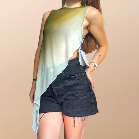 The Lineup | Tops | Custom Dancewear The Line Up Alba Mesh Asymmetrical ...